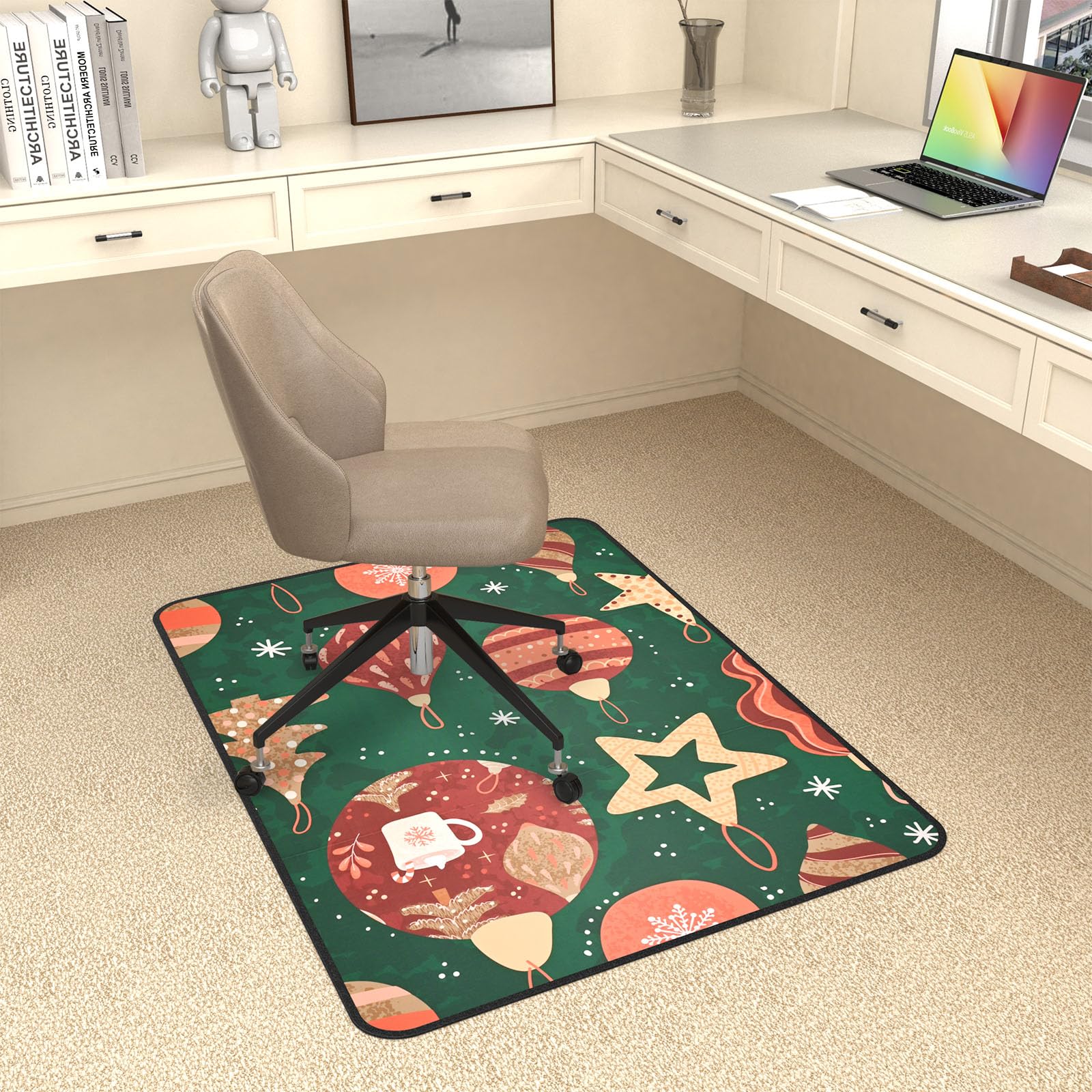 Mapuon Heavy Duty Desk Chair Mat for Carpet & Hardwood Floors, 48" x 36" Exquisite Jacquard Floor Mat Office Chair Mat for Carpeted Floors and Hardwood Floor for Home Office