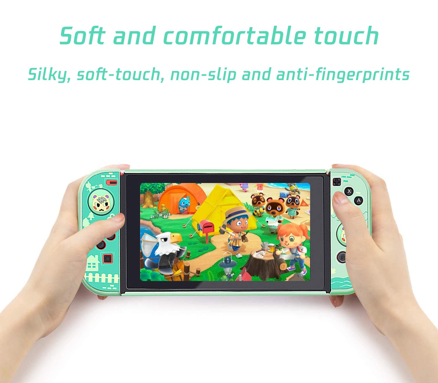 RHOTALL Protective Case Cover for Nintendo Switch, Dockable Case for Nintendo Switch and Joy Con Controller with 2 Marshal Design Thumb Grips - (for Animal Crossing Island Version)