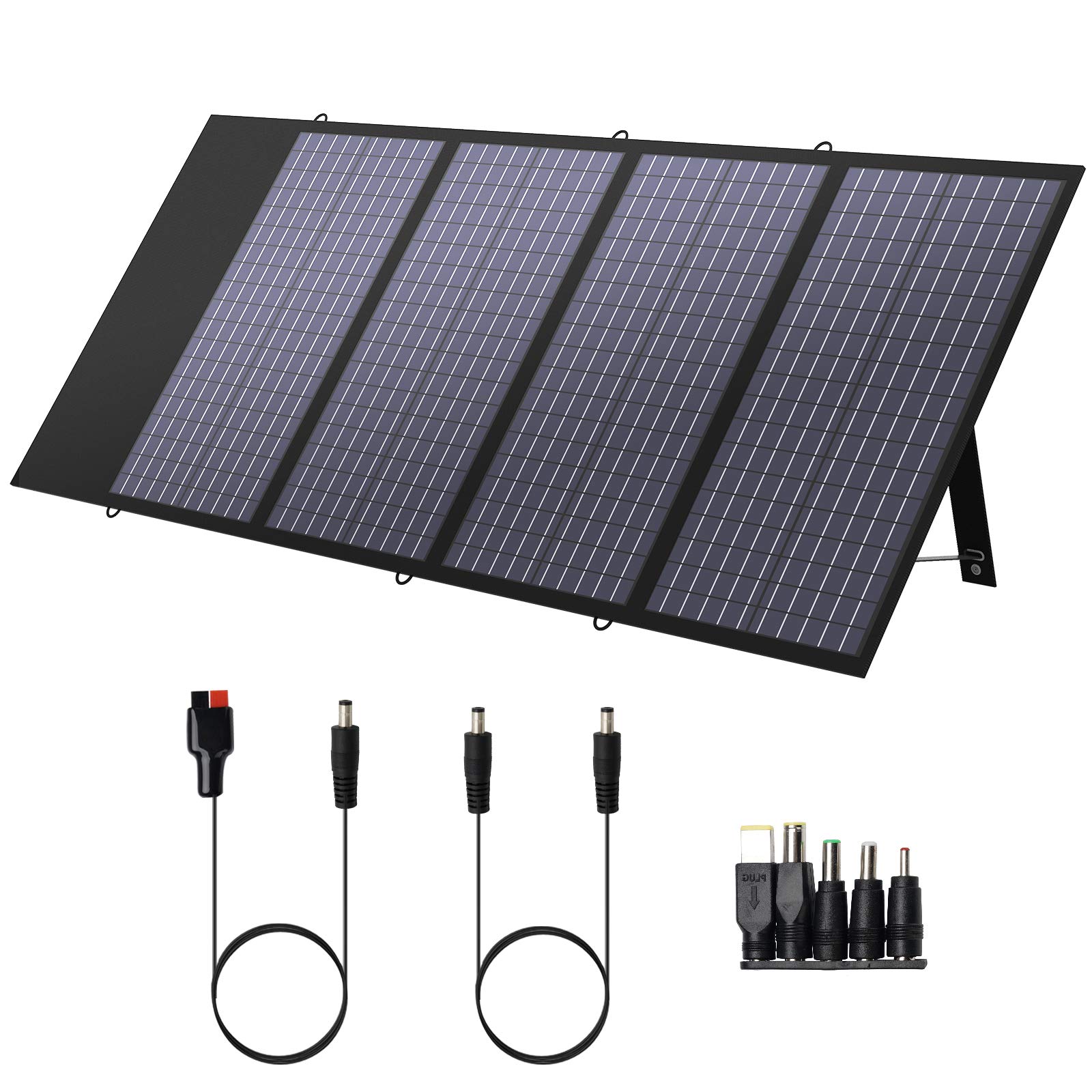 X-DRAGON 140W Foldable Polycrystalline Solar Panel Portable Charger with Parallel Port, with MC-4 for Compatible with Most Portable Power Station, Laptop, Cellphone and Tablet Black