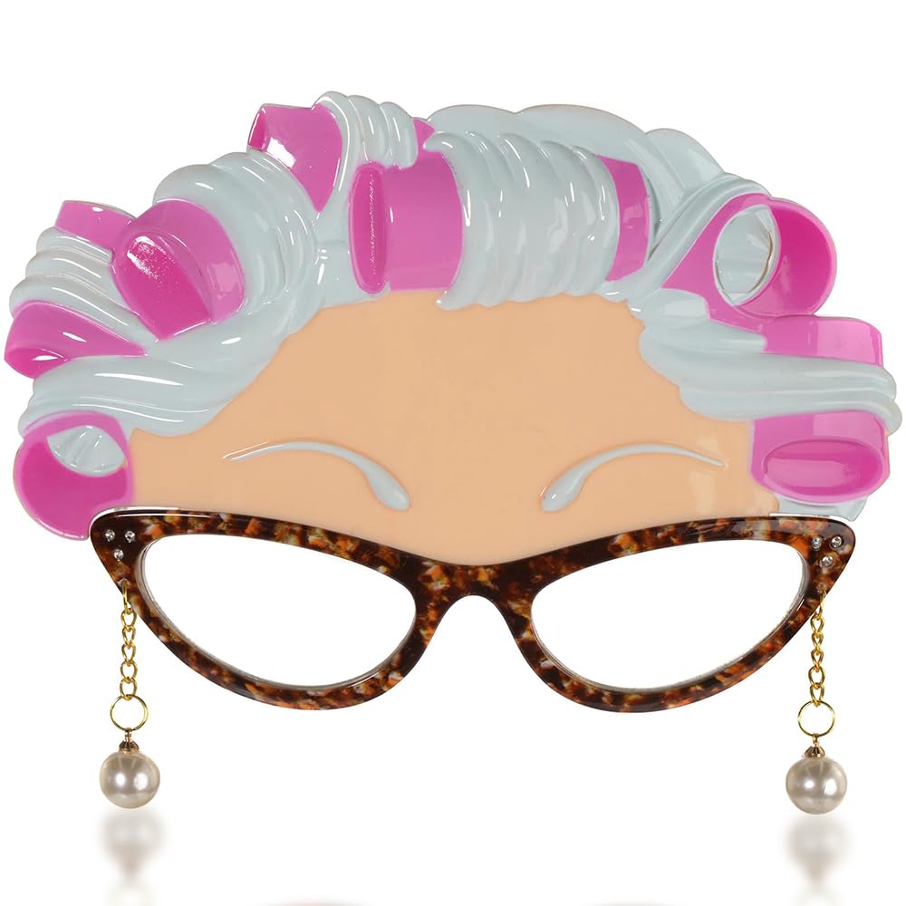 Old Lady Fun Shades (1 Pc.) - Vintage Pink - Sturdy Plastic - One Size Fits Most Adults - Perfect Accessory for Parties & Events