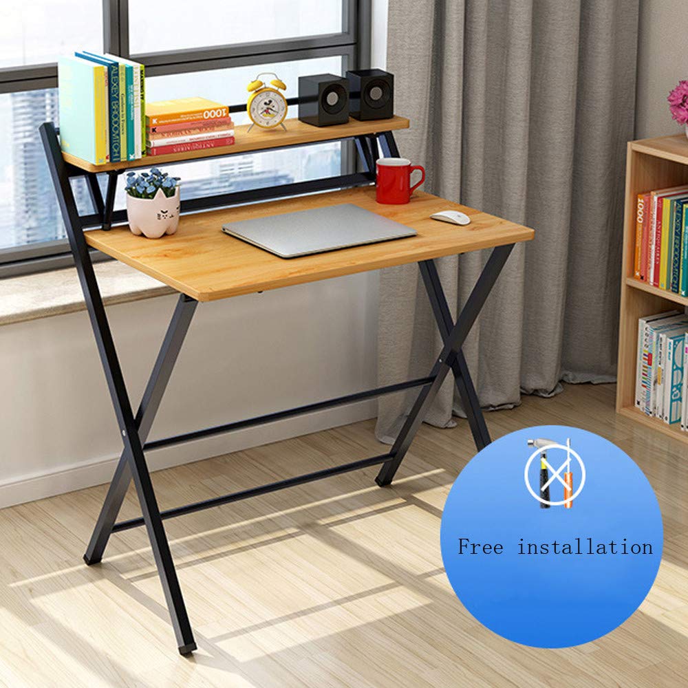 Mefedcy Furniture Small Folding Desk Computer Desk for Small Space Home Office Simple Laptop Writing Table No Assembly Required (Khaki)