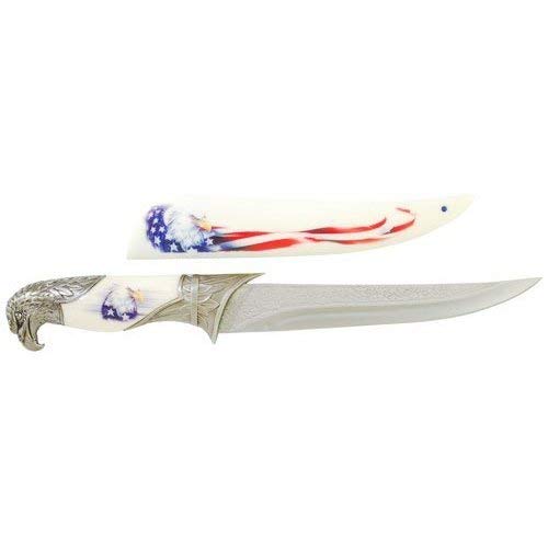 MysticalBlades 13.5" Collector's Hunting Knife with Eagle Flag Scabbard and Handle