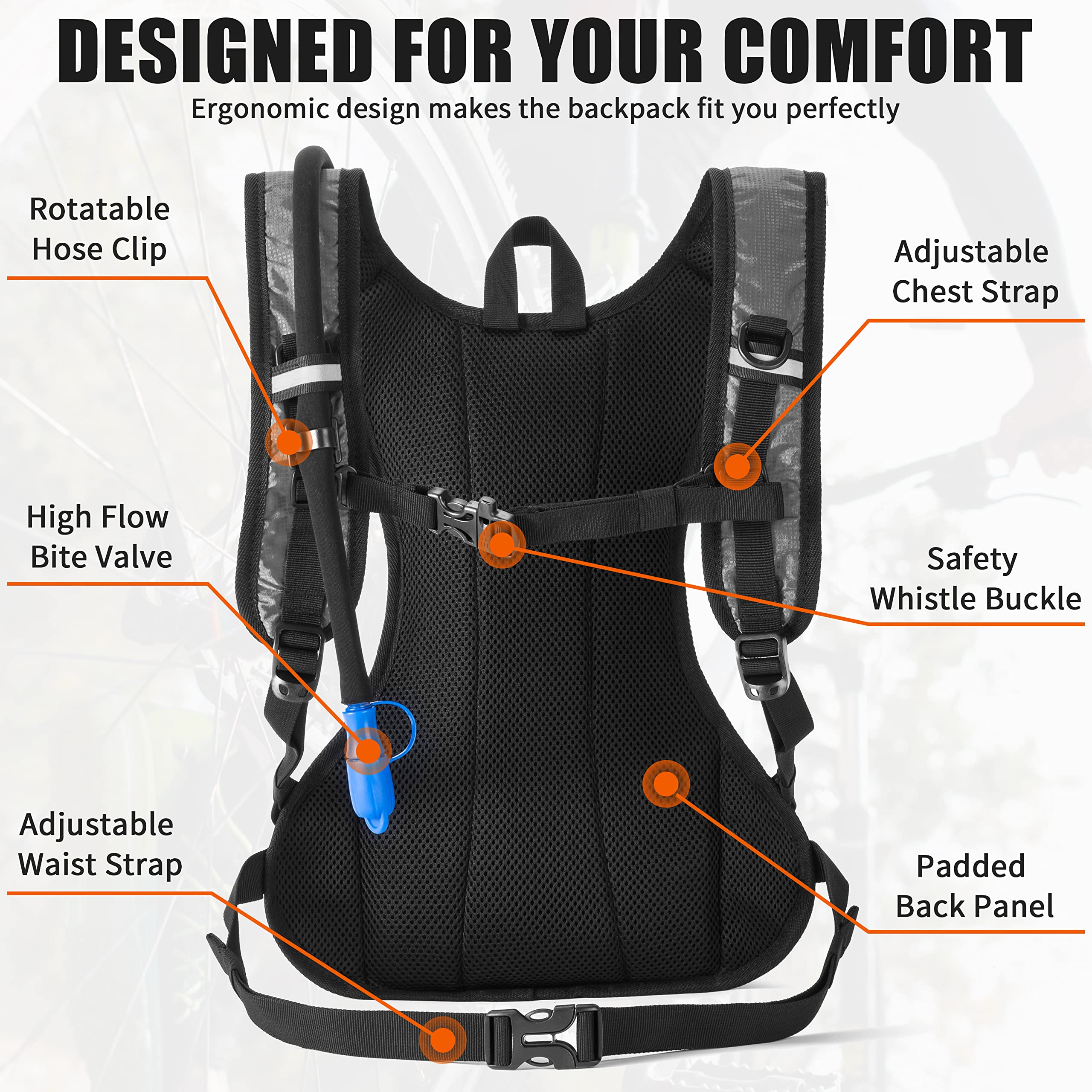 MIRACOL Hydration Pack Water Backpack - Water Pack with 2L Water Bladder - Hydration Backpack Hydropack for Running Biking Cycling Hiking Rave Festival