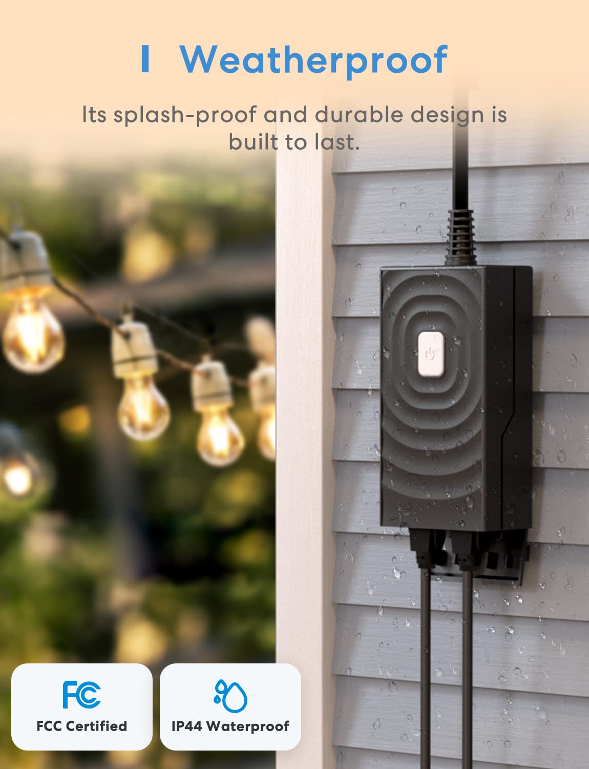 meross Smart Outdoor Plug, Waterproof WiFi Outdoor Outlet, Compatible with Apple HomeKit, Amazon Alexa, Google Assistant and SmartThings, Remote Control, Timer, FCC and ETL Certified