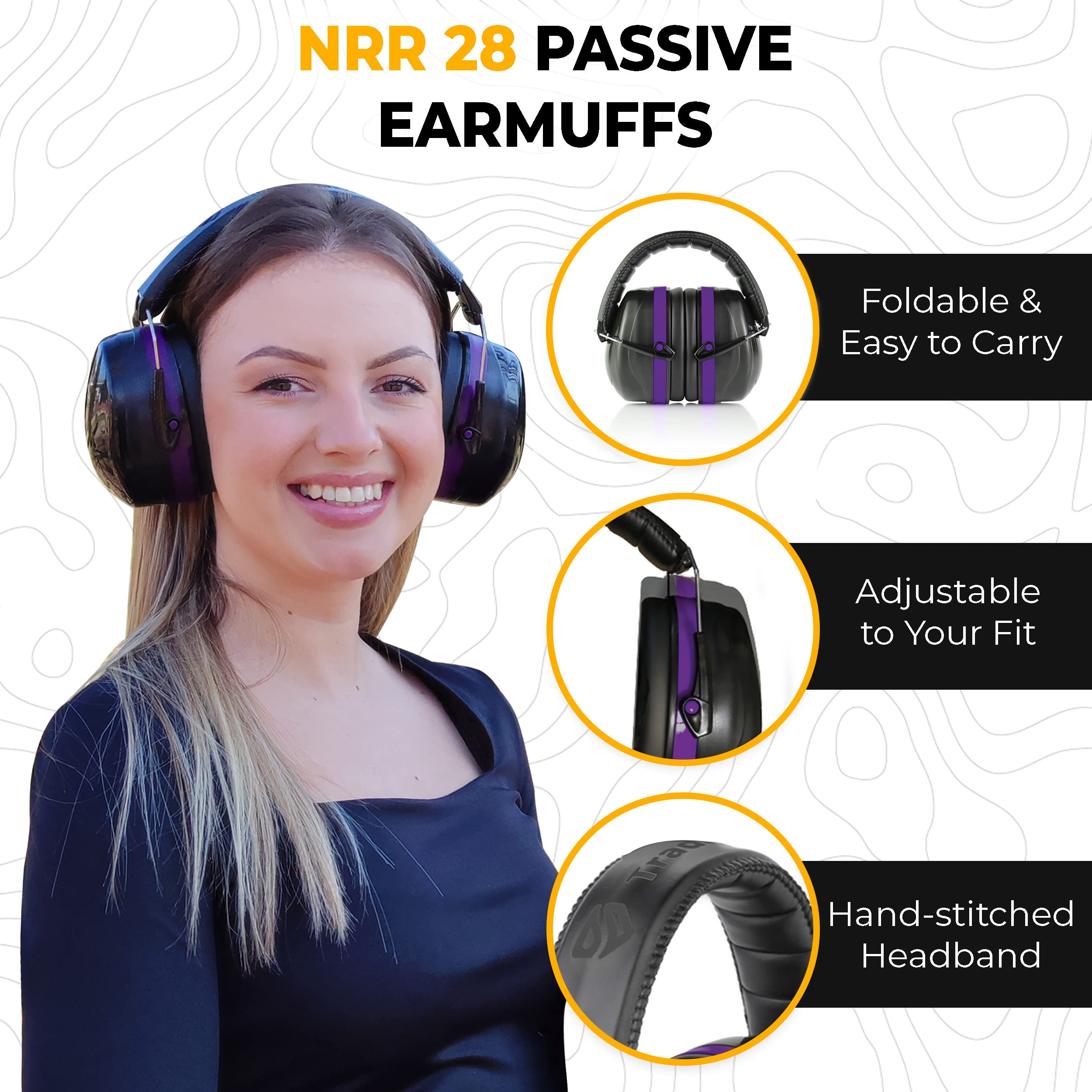 TradeSmart Gun Range Protection Duo Kit - Purple and Grey Shooting Eye and Ear Protection for Women and Men, U.S. Certified