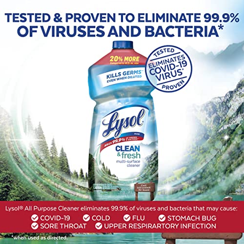 Lysol Multi-Surface Cleaner, Sanitizing and Disinfecting Pour, to Clean and Deodorize, Cool Adirondack Air, 48oz