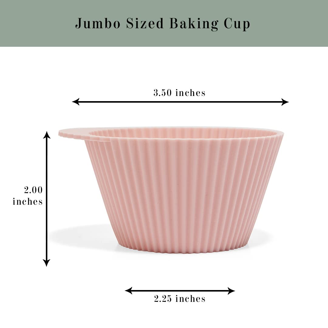 The Silicone Kitchen Reusable Silicone Baking Cups with Handle - Dusty Rose Pink & Blue Bundle, Non-Toxic, BPA Free, Dishwasher Safe (24 Regular, 12 Jumbo, 24 Mini)