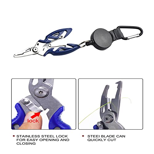 shamjina 2 Pieces Fishing Pliers Fishing Accessories Tool Saltwater Resistant Scissors Cutter, Blue