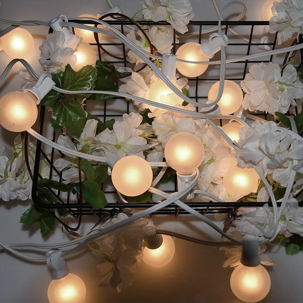 Pallerina G40 Frosted Replacement Bulbs, 25 Pack 5 Watt G40 Replacement Light Bulbs for string lights with 12/C7 Candelabra Base, G40 Incandescent Bulbs for Indoor Outdoor Decorative