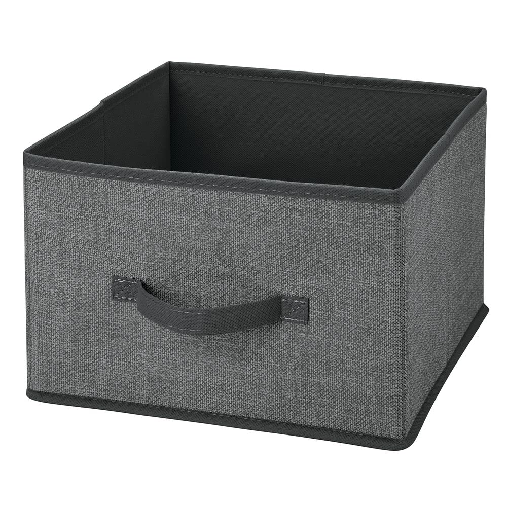mDesign Fabric Bin for Cube Organizer - Foldable Cloth Storage Cube - Collapsible Closet Storage Organizer - Folding Storage Bin for Clothes and More - Lido Collection - 2 Pack - Charcoal Gray/Black