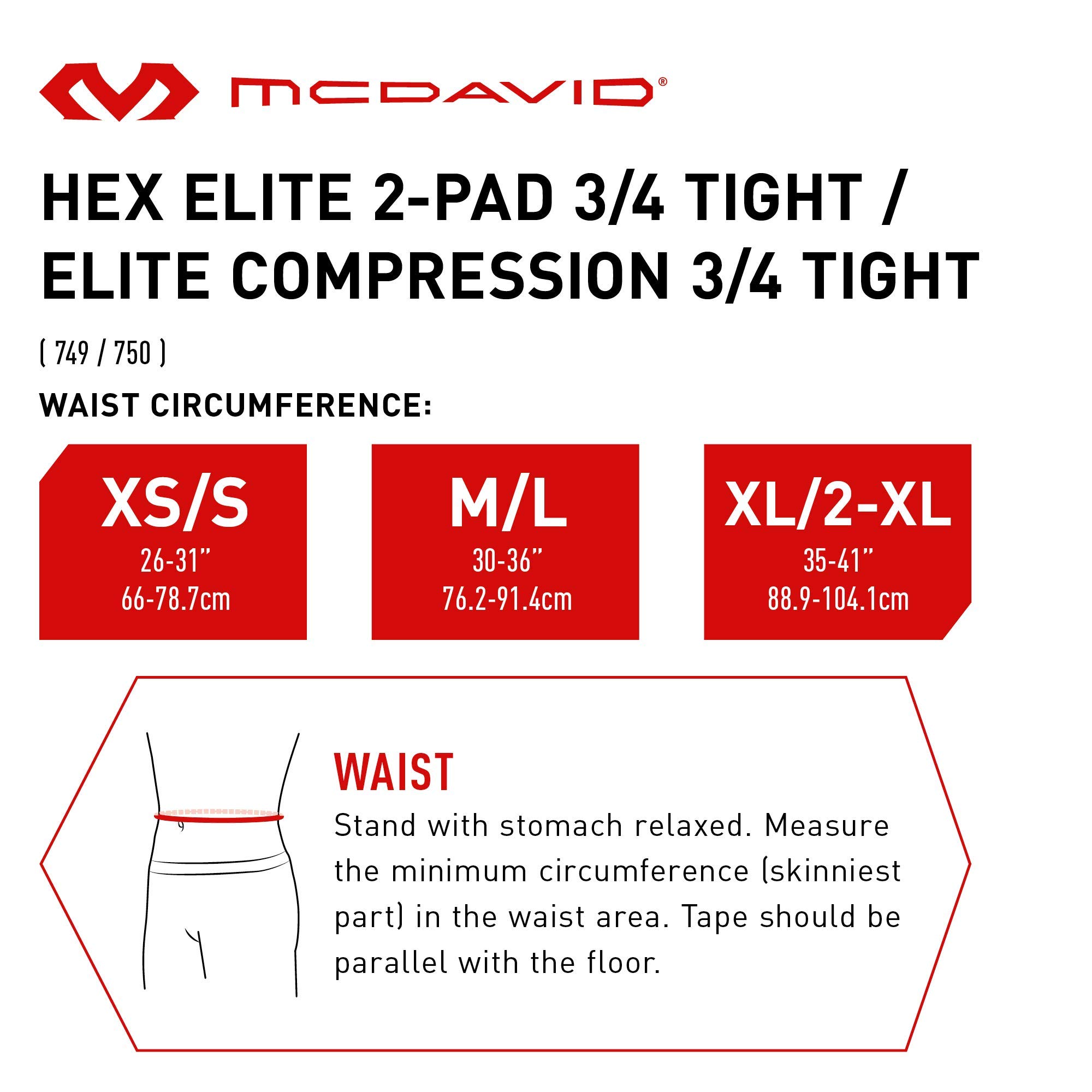 McDavid unisex adult Running Shorts Hex Elite 2 Pad 3 4 Tight, Black, Medium Large US