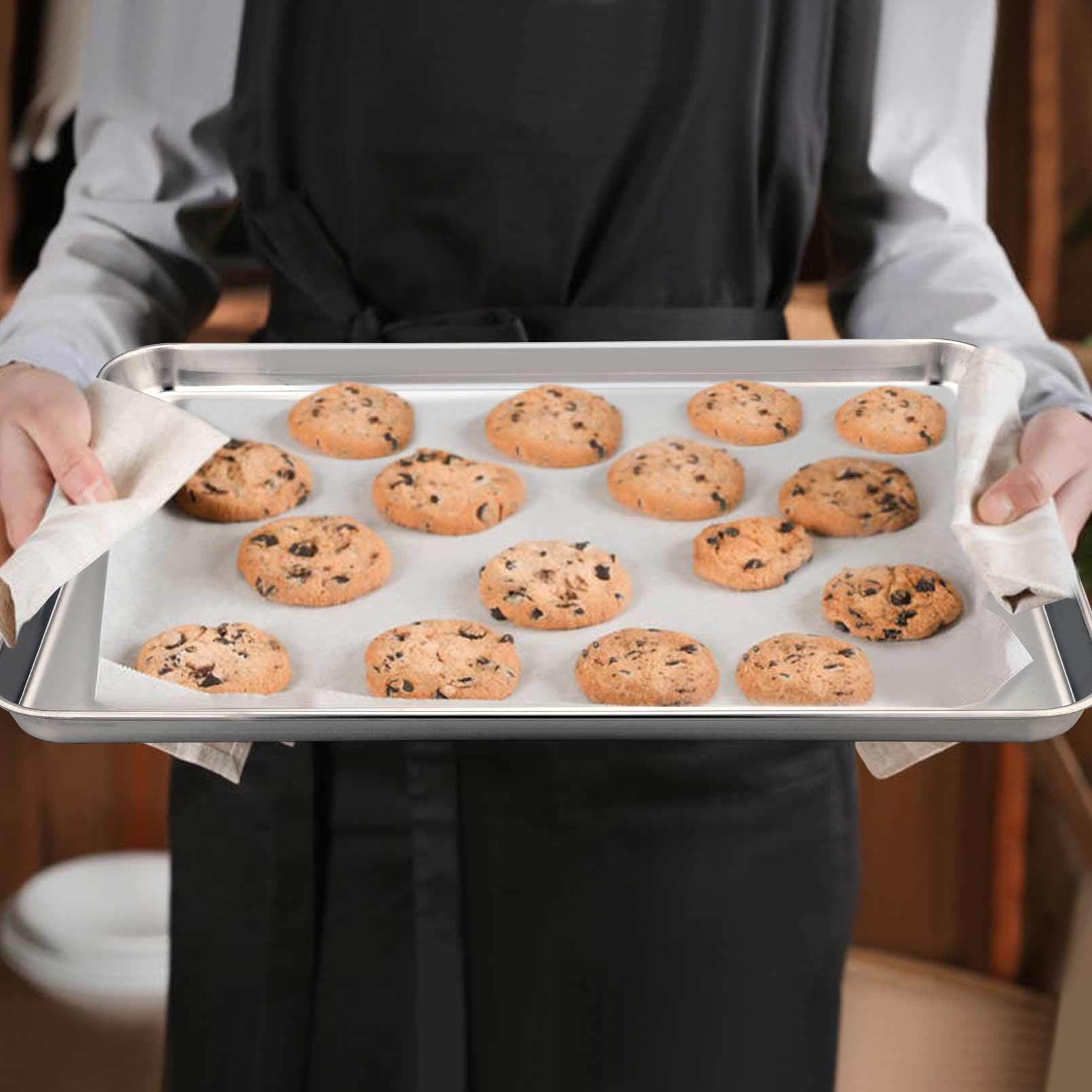 TeamFar Toaster Oven Pan, Stainless Steel Toaster Oven Tray Ovenware, 12.4’’x 9.7’’x1’’, Non Toxic & Healthy, Rust Free & Mirror Finish, Easy Clean & Dishwasher Safe