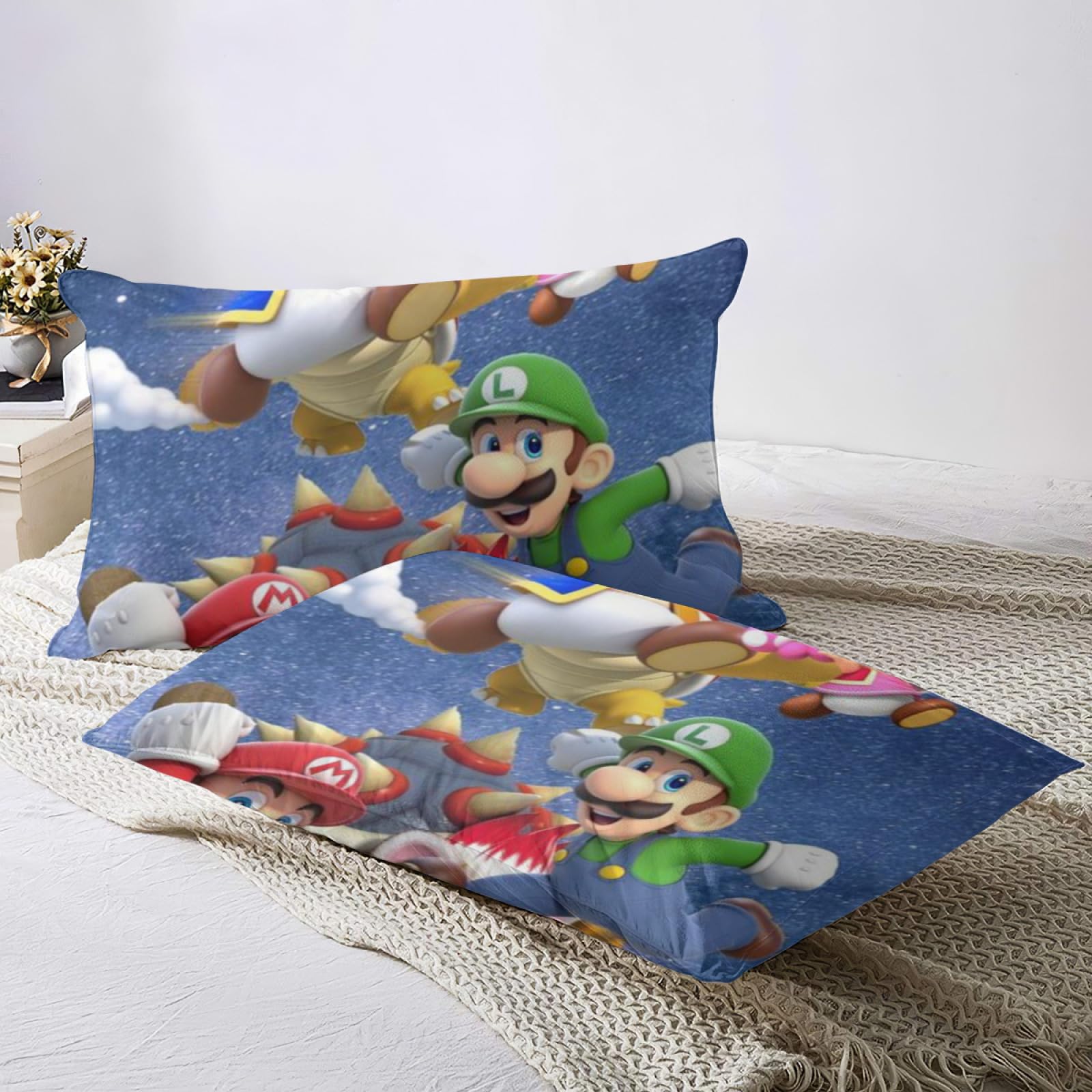 Mario Comforter Set for Girls Kids Twin Size Reversible Bedding Bedroom Collection 3pcs Super Soft Lightweight