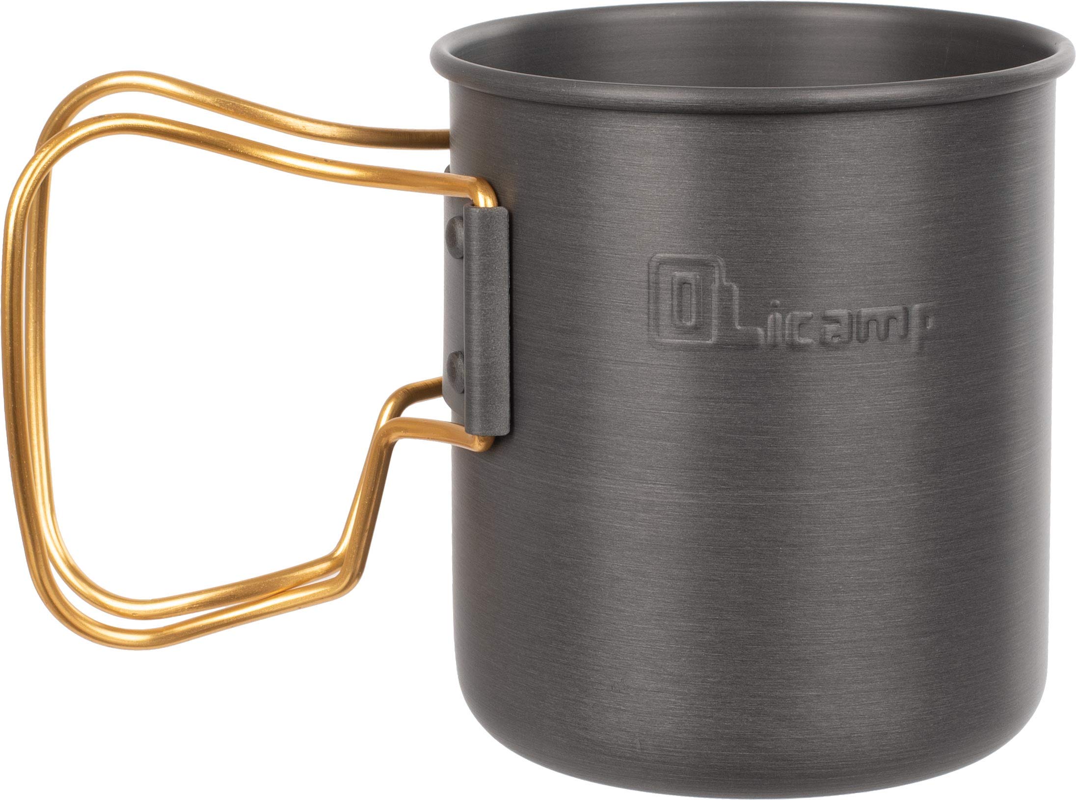 Olicamp Space Saver Camping Mug with Colored Grip | Nests Nalgene Bottle Inside | Lightweigh and Compact | Perfect for Camping and Backpacking, Gold