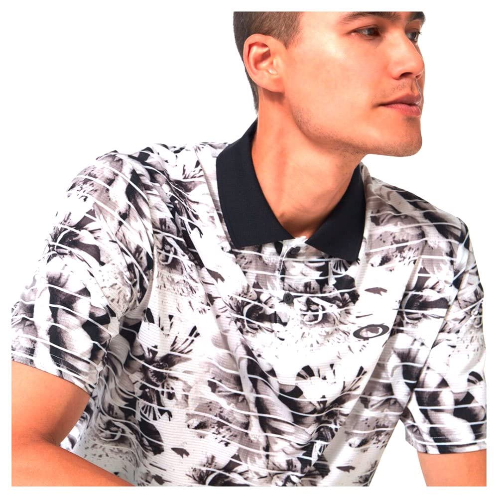 Oakley Men's Azalea Polo, Floral Print Stone Gray, X-Large