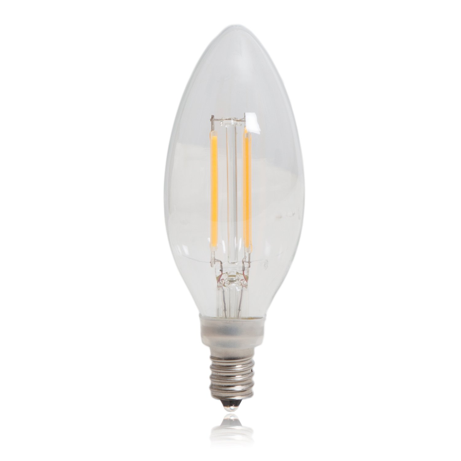 Maxxima Candelabra Clear Filament LED Candle Light Bulb 40 Watt Equivalent Warm White 2700K 350 Lumens, 4 Watt (Pack of 6)