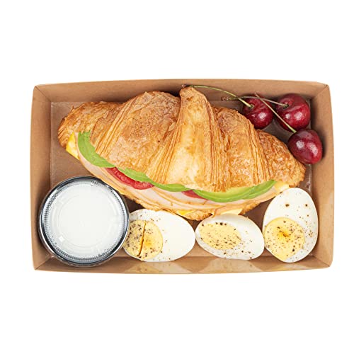 Restaurantware Matsuri Vision 8 x 5 x 1.5 Inch Medium Sushi Trays 100 Greaseproof Sushi Packaging Boxes - Lids Sold Separately Disposable Kraft Paper Sushi Containers For Entrees Or Desserts