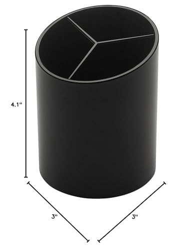 Manaloom Pen Holder, 3 Compartment Desktop Organizer - Pencil Cup, Perfect for Organizing Pens, Pencils, Home and Office - 2 Pack