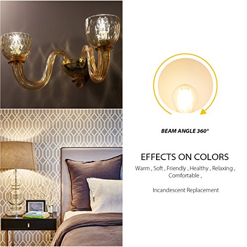 LVWIT E12 Candelabra LED Light Bulbs Dimmable 60 Watt Equivalent, Decorative G45 LED Globe Bulbs, 500 Lumens, Warm White 2700K, Filament Clear Glass, Pack of 6
