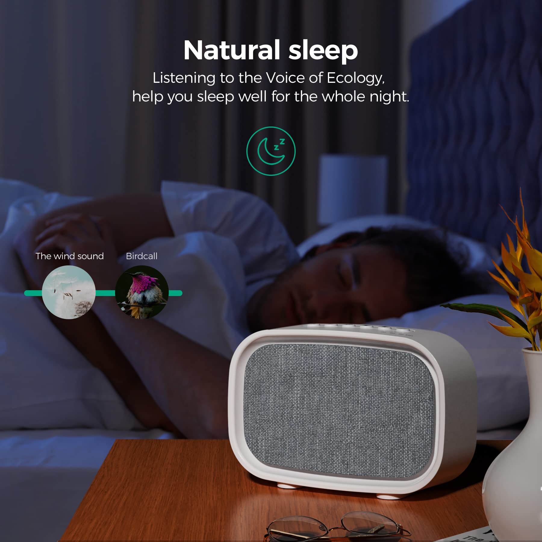 White Noise Machine Portable Sleep Sound Machine Auto Off Timer Natural Soothing Sounds Memory Feature for Adults Baby Deep Sleeping with Night Light Home Office Travel Nursery Gift