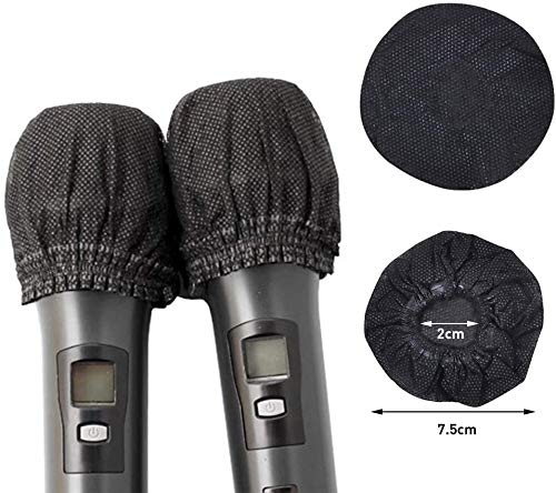 None Branded 200 Pieces Disposable Microphone Cover Microphone Cover Windscreen Mic Cover Protective Cap for KTV Recording Room News Gathering, 3 Inch (Black)