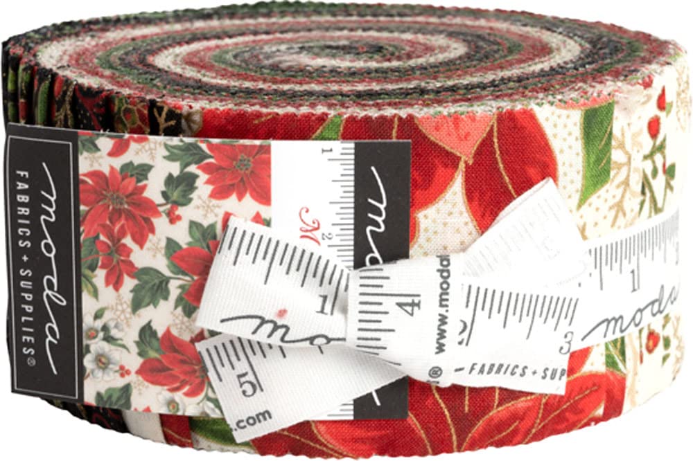 Merry Manor Metallic Jelly Roll 40 2.5-inch Strips Moda Fabrics 33660JRM