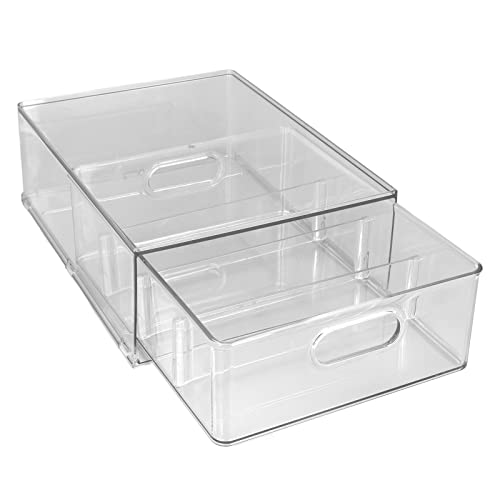 oceanside Drawer Storage Box, Multifunctional Stackable Storage Container for Toothpaste Hairspray Soap Makeup Wipes Facial Tissue(6L)