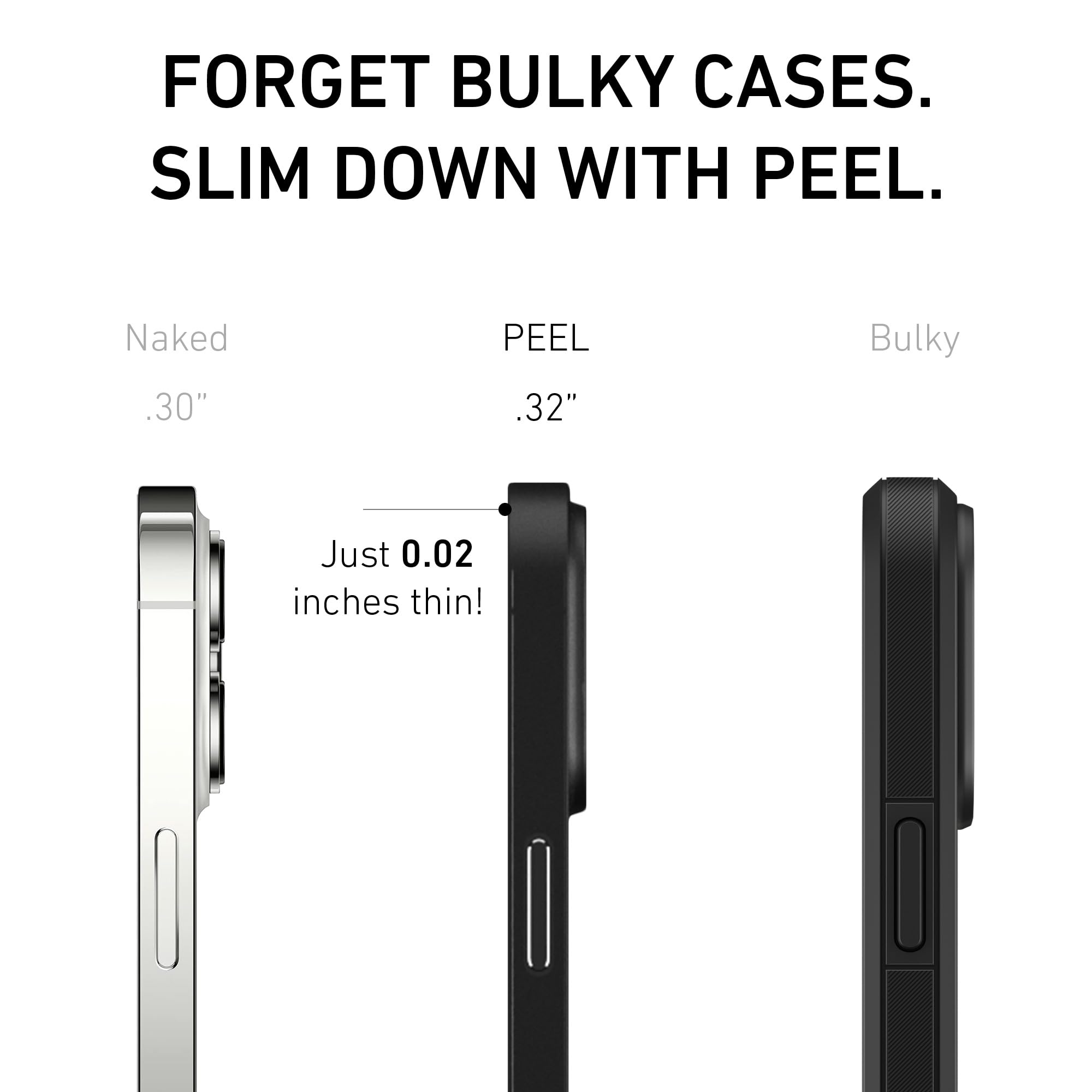 PEEL Original Super Thin Case Compatible with iPhone 13 Pro Max (Black) - Sleek Minimalist Design, Branding Free, Ultra Slim - Protects & Showcases Your Device