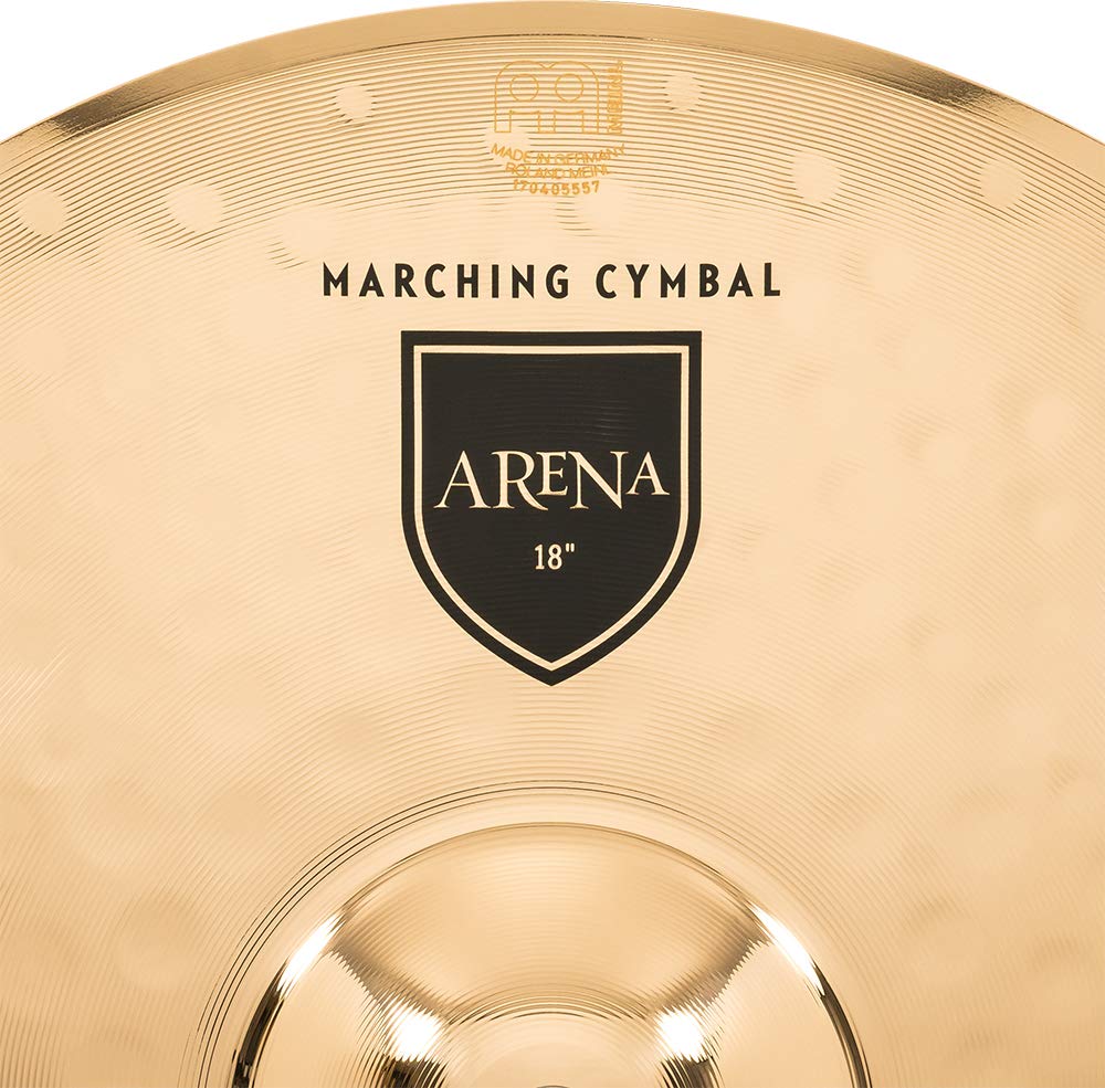 Meinl 18β Arena Marching Cymbal Pair with Straps - Professional Bronze Alloy Brilliant Finish - Made In Germany, 2-YEAR WARRANTY (MA-AR-18)