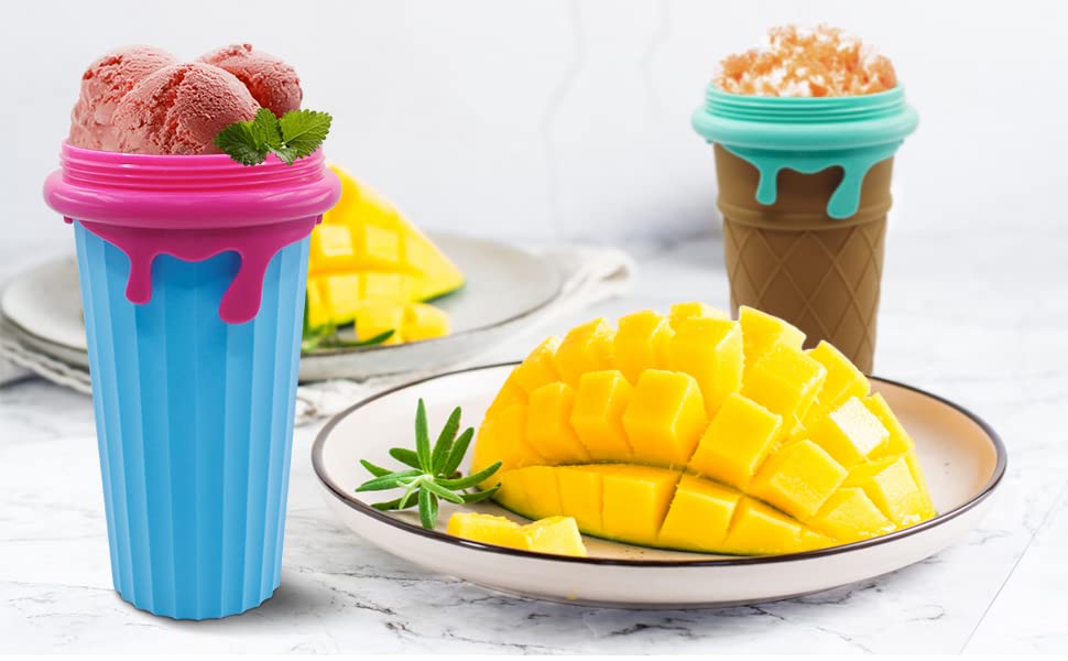 RAUMAXE 2 Pack Slushy Cup Slushy Maker Cup Large Capacity 500ml Frozen Magic Cup Cooling Maker Cup Freeze Mug Milkshake Smoothie Mug