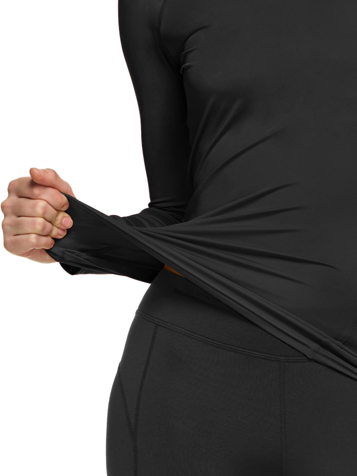 TSLA Women's Sports Compression Shirt, Cool Dry Fit Long Sleeve Workout Tops, Athletic Exercise Gym Yoga Shirts, 3pack Black/Black/Black, Small