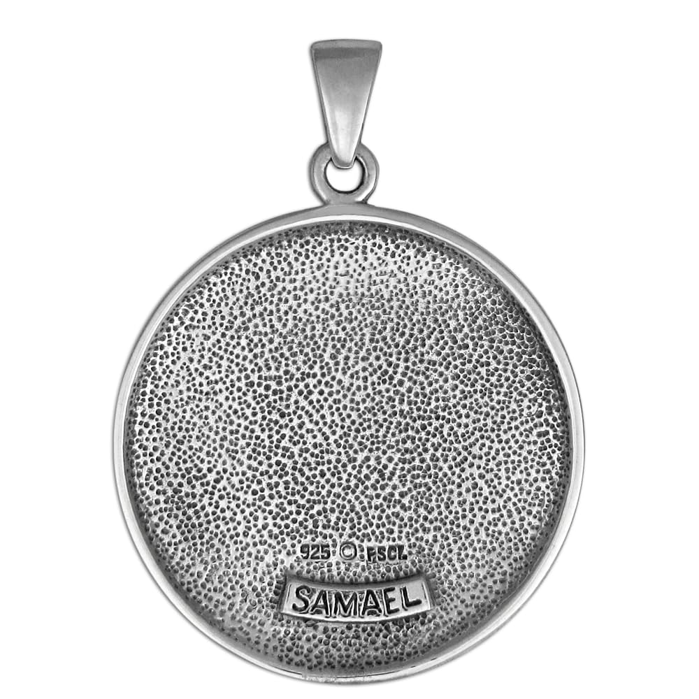 Moonlight Mysteries Archangel Samael Sigil Pendant - .925 Sterling Silver Angel Sigils Talisman for Protection and Wisdom (1 1/4 inch)