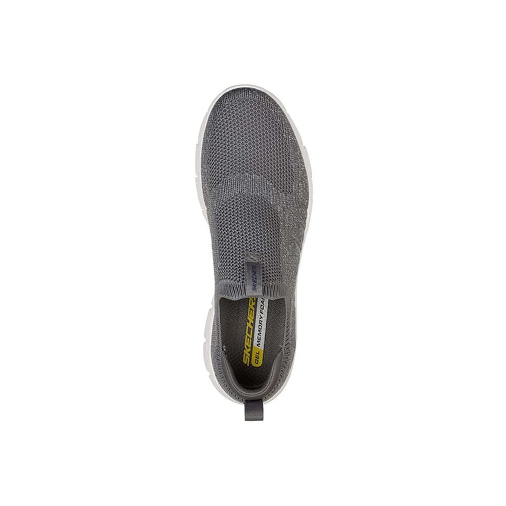 Skechers Men's Glide-Step Flex Sneaker, Charcoal Knit Trim, 9