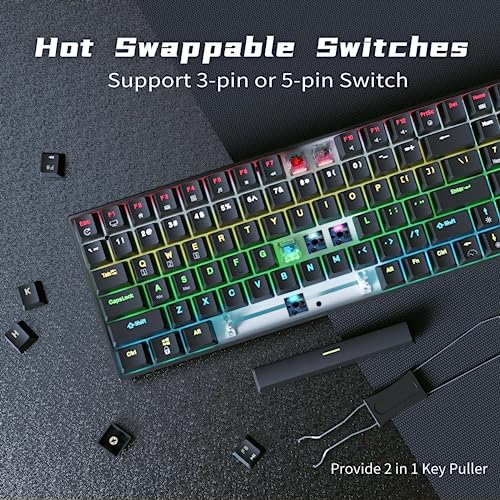 RK ROYAL KLUDGE RK100 2.4G Wireless/Bluetooth/Wired RGB Mechanical Keyboard, 100 Keys 3 Modes Connectable Hot Swappable Brown Switch Gaming Keyboard for Win/Mac
