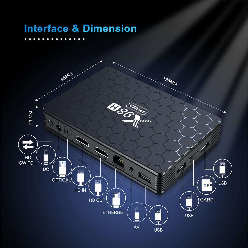 X98H Pro TV Box Android 12.0 tv Box 2.4G/5G Wifi6 4GB RAM 64GB ROM BT5.0 Support 4K H.265 with i8 Keyboard (English Version)