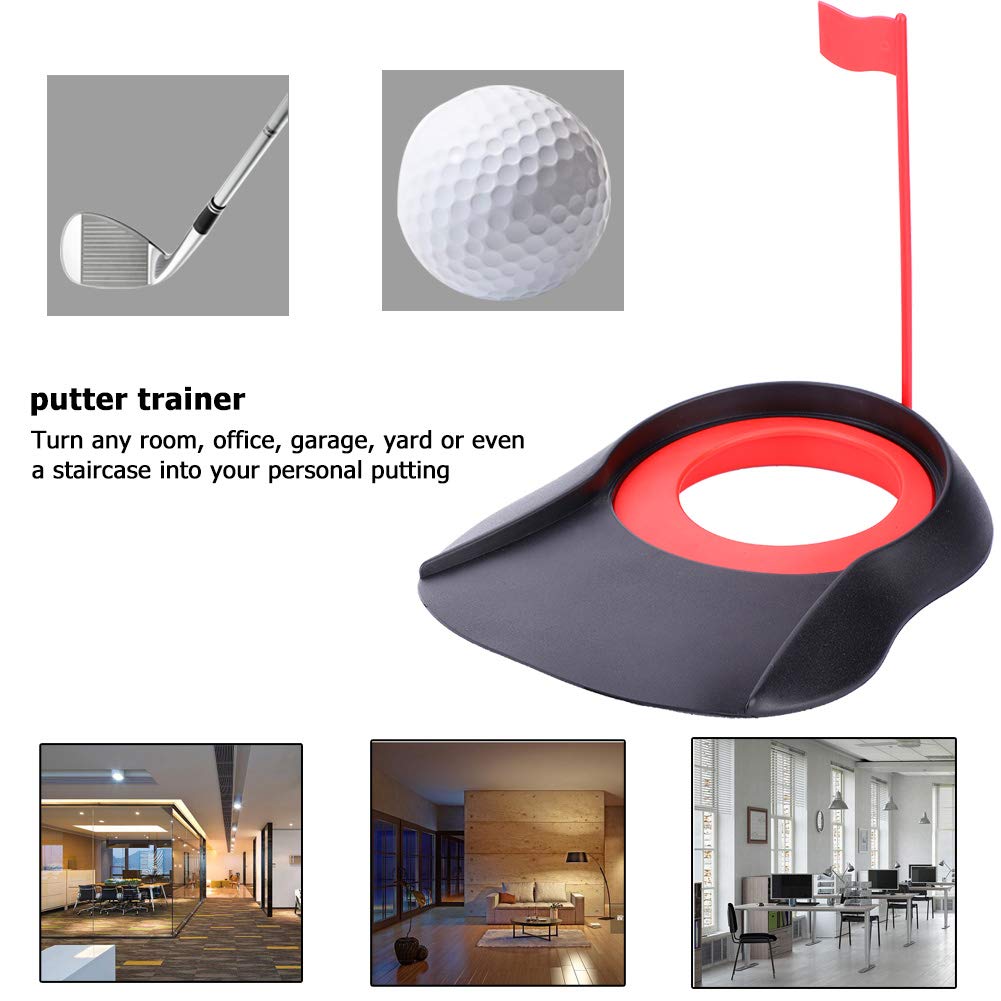 Mootea Putter Trainer, Putting Cup Hole Putter Plastic Practice Trainer Aid Flag Regulation-Sized 1Set for Golf Indoor Outdoor(B-Red)
