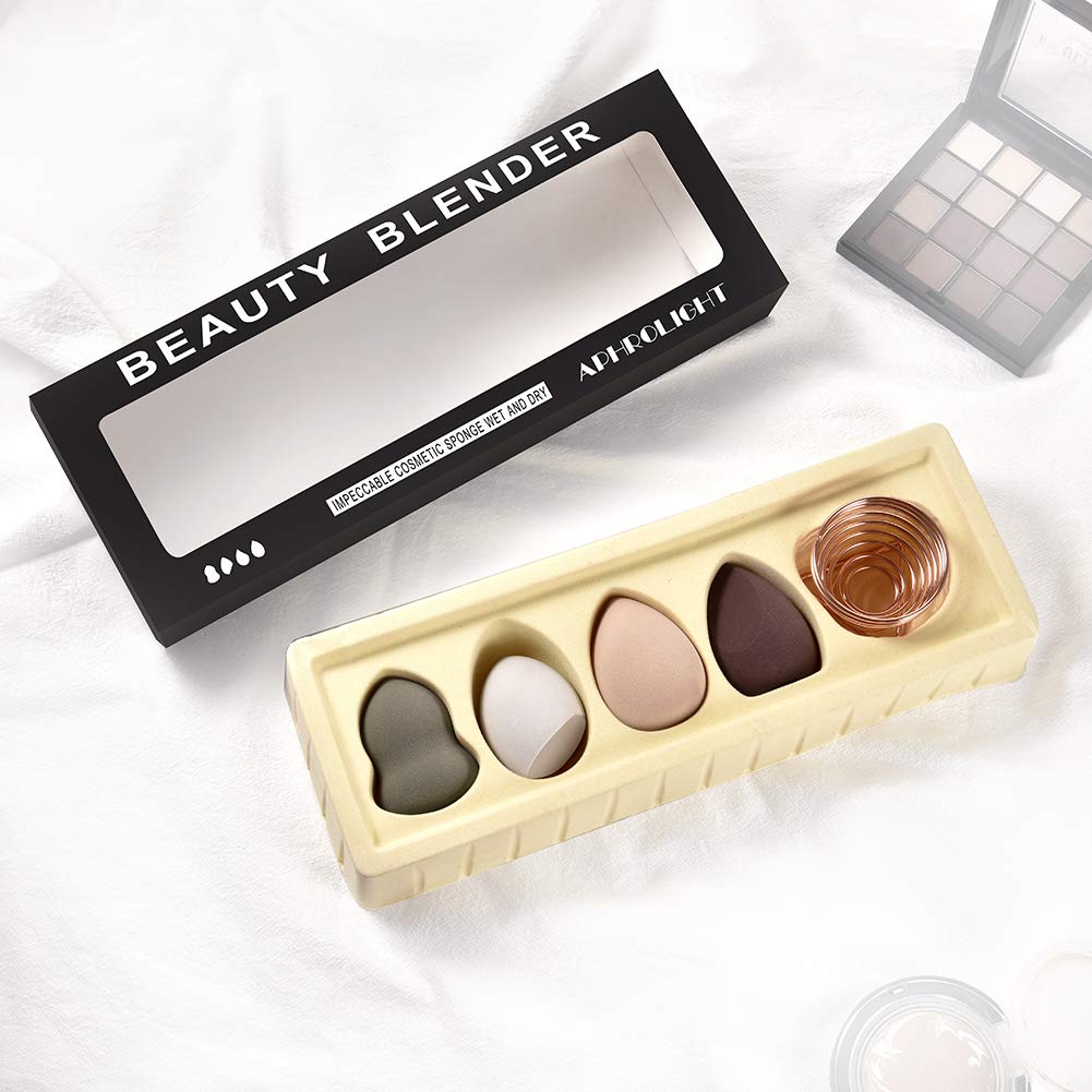 Makeup Sponge, 4pcs Makeup Sponges Blender Set, Foundation Blender Sponge with Sponge Holder, for Liquid Cream and Wet Use, Multi-Color BB Bream Beauty Sponges for Cosmetic Tools