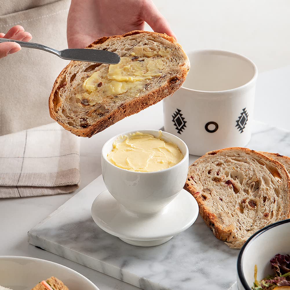 Sweejar Porcelain Butter Crock Keeper, French Butter Dish Keeps the Butter Fresh Soft & Spreadable, Serving Butter Easy for Bread Lovers Breakfast Kitchen Counter (Painting)