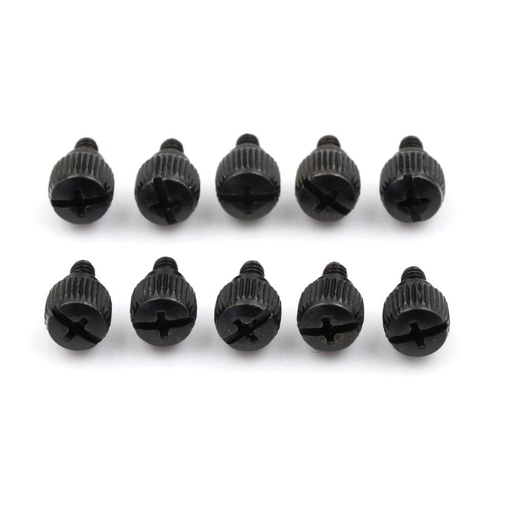 VizGiz 20 Pack Computer Case Screws Thumb Black and Silver Set Thumbscrews 6-32x6mm Thread Hand Tighten Grip Mount Screw for Computer Cover DIY PCI Power Slots Hard Drive