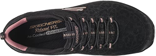 Skechers Women's Empire D'lux-Spotted Sneaker, Black/Rose/Gold, 7.5 M US