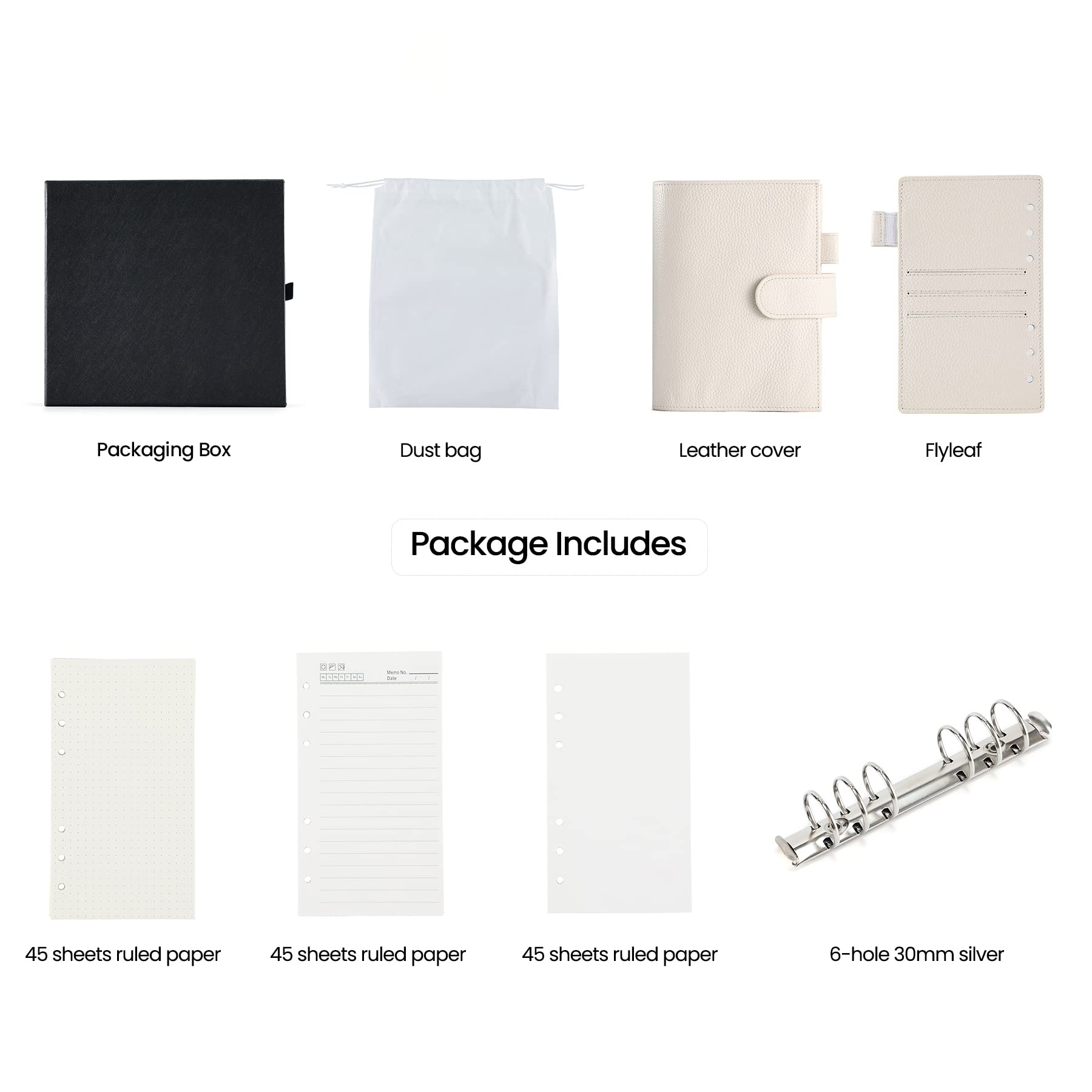 Personal Rings Planner Full Grain Leather Binder Organizer with 30 MM Rings Notebook Diary Journal