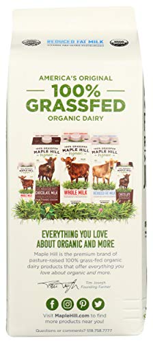 Maple Hill Creamery 100% Grass-Fed Organic 2% Milk - Ultra Pasteurized USDA Organic Reduced Fat Milk – 64 fl oz