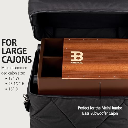 Meinl Percussion Professional Large Cajon Box Drum Bag — Heavy-Duty Fabric, Adjustable Shoulder Strap and Carrying Grip, 2-Year Warranty, Black, (MCJB-L)