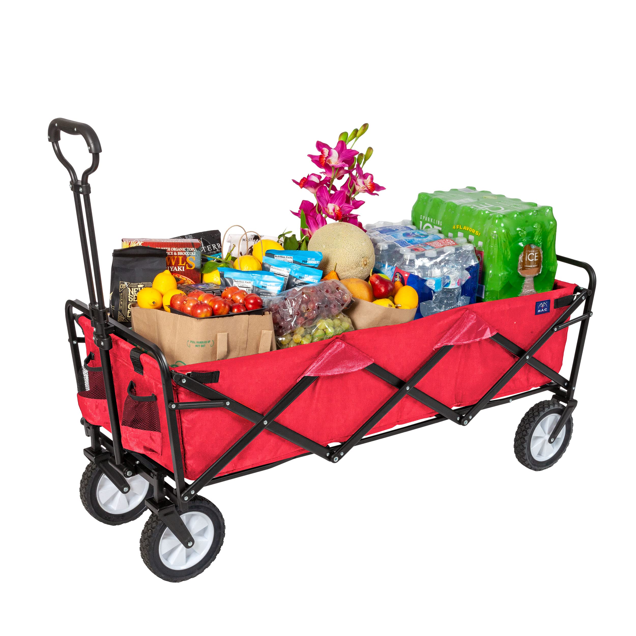 Mac Sports Extended Collapsible Folding Outdoor Utility Wagon with Heavy Duty Steel Frame Utility Wagon