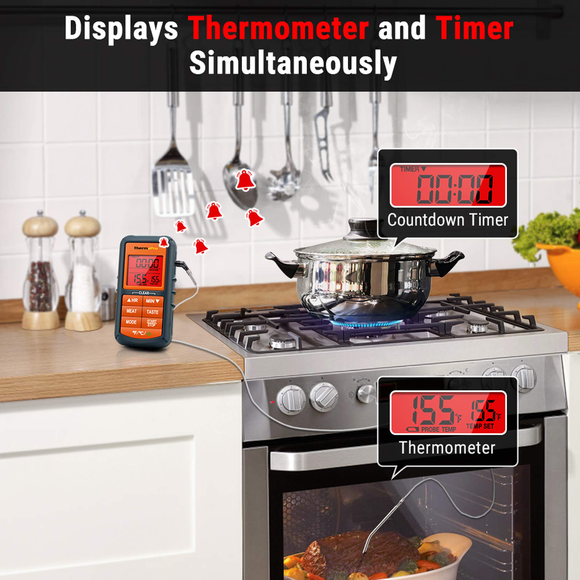 ThermoPro TP605 Instant Read Digital Meat Thermometer for Cooking + ThermoPro TP06B Digital Grill Meat Thermometer with Probe