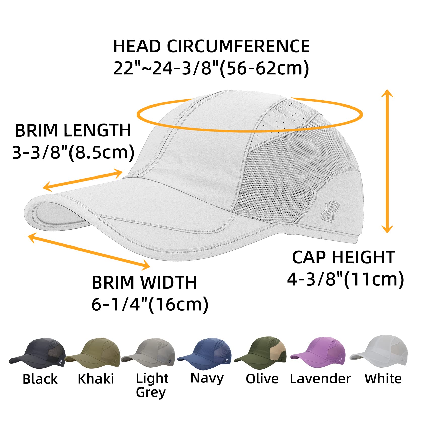 RRvane Unstructured Outdoor Sports Hat Polyester Quick Dry Running Cap, Unisex Baseball Cap Fit for 22"~24-3/8" (Lavender)