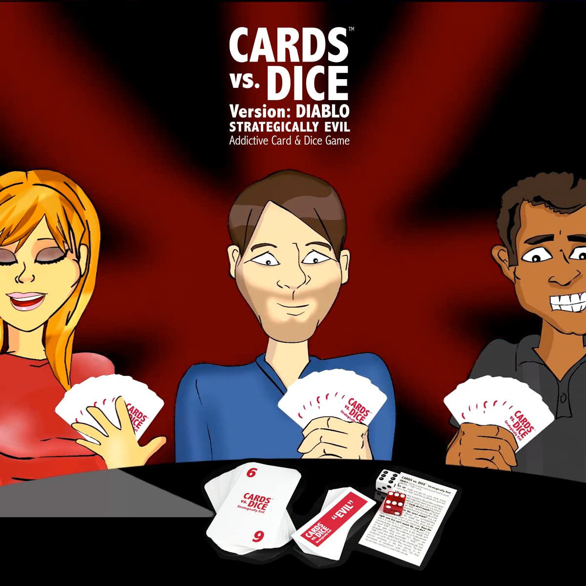 Pelaez Creative LLC Cards vs. Dice - Strategically Evil - Addictive Card & Dice Game - 2–4 Players (DIABLO)