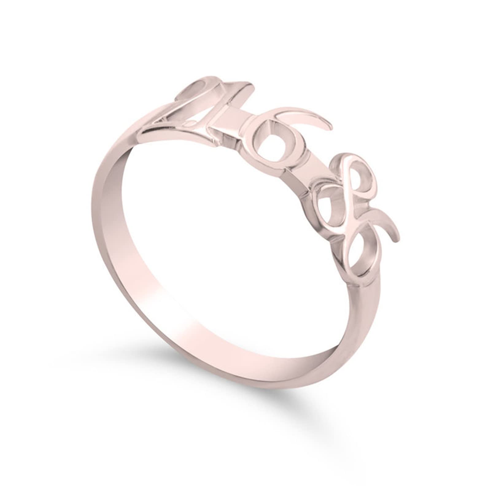 Suxerlry Sterling Silver 925 Personalized Date Number Plated Custom Stacking Rings Jewelry Rose Gold