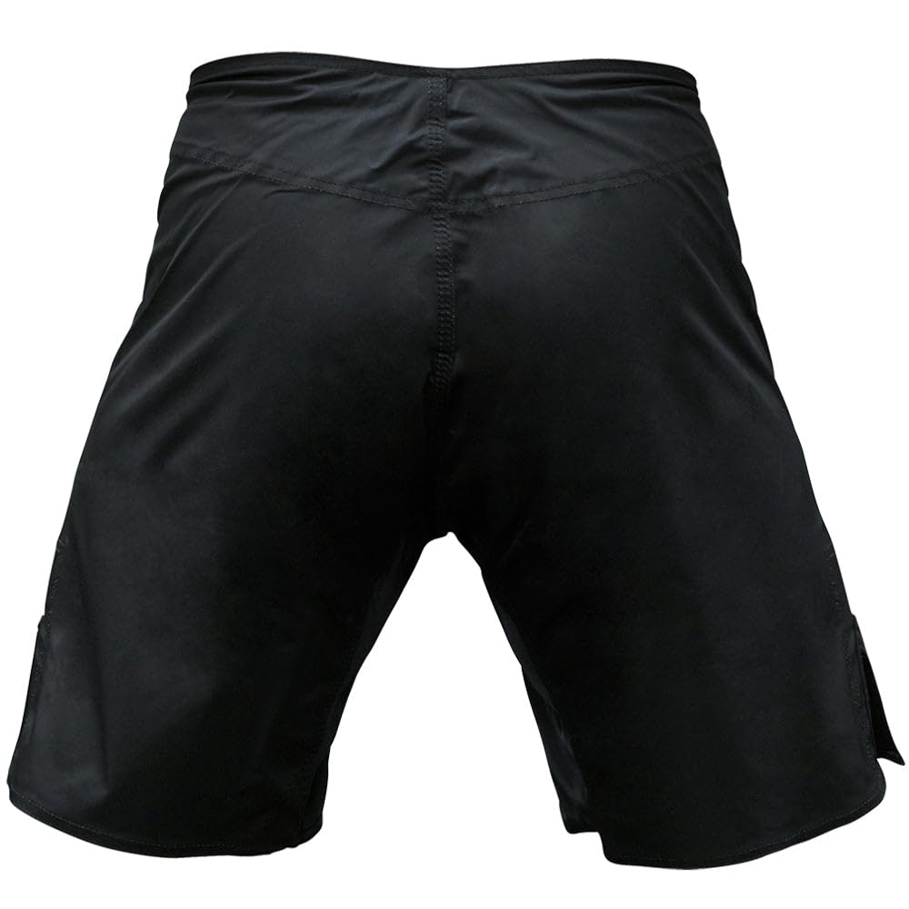 Meister Elite Flex Fighter Board Shorts for MMA Training and Gym Workouts - Blank No Logo - Black - XXX-Large (40-41)