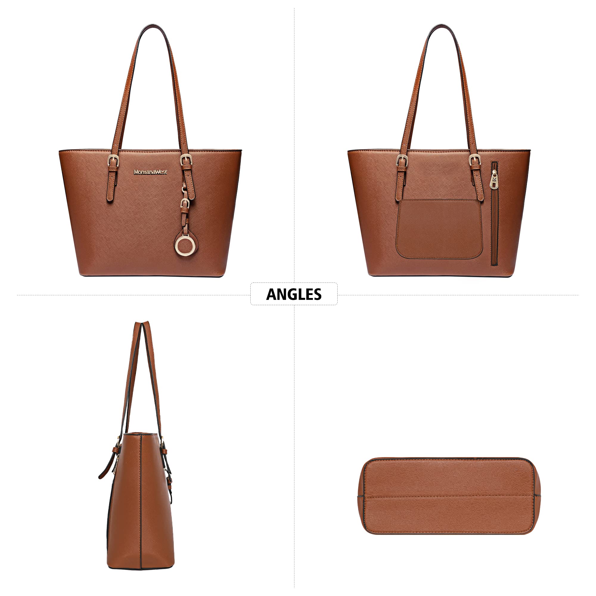 Montana West Tote Handbag for Women Vegan Leather Shoulder Bag Large and Medium 2PCS Purses Set MWC2-G030BR